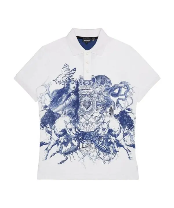 Just Cavalli Pattern Polo Shirt - White