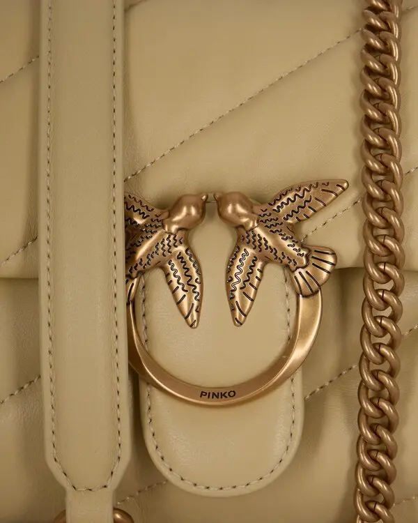 Pinko Love Puff Quilted Mini Shoulder Bag - Nude