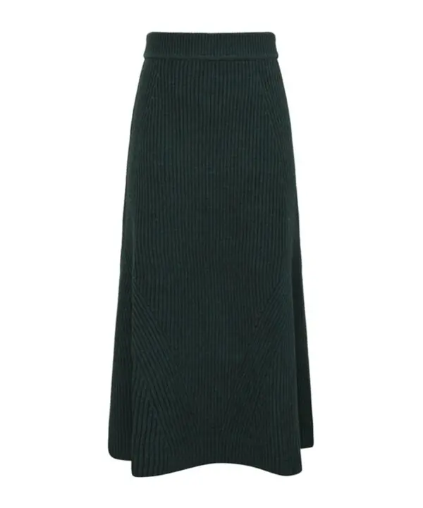 Zimmermann Hypnotic Ribbed Midi Skirt - Dark Green