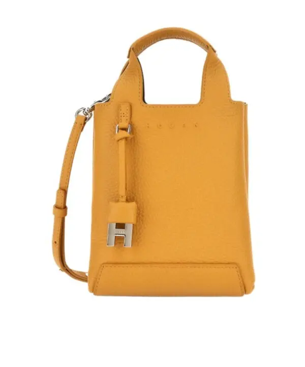 Hogan Logo Embossed Top Handle Bag - Yellow