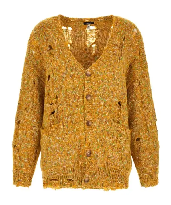 R13 Distressed V-neck Cardigan - Orange