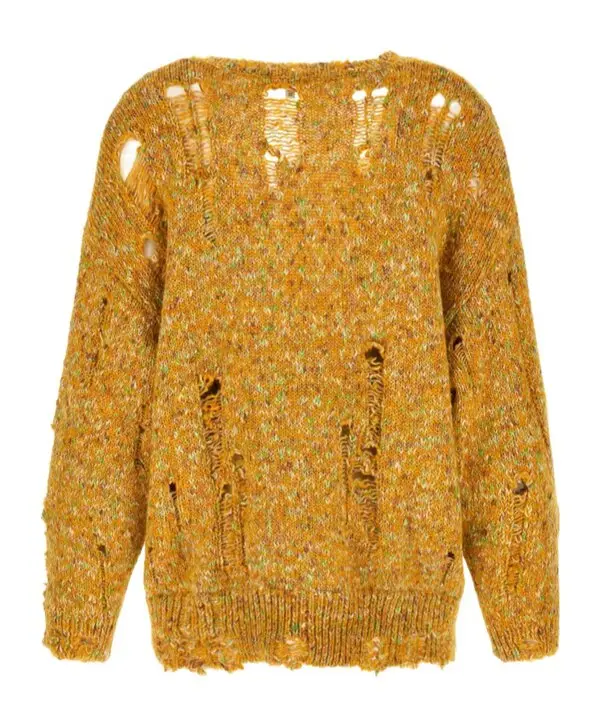R13 Distressed V-neck Cardigan - Orange