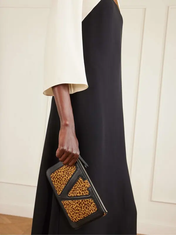 Valentino Garavani Zipper Clutch With Print And V-shaped Details