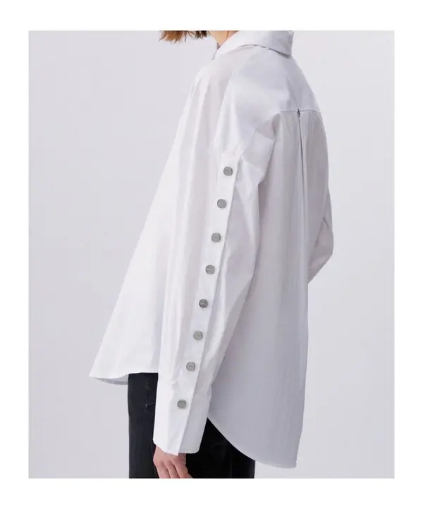 Liu Jo Cotton Poplin Shirt With Logo Studs - White