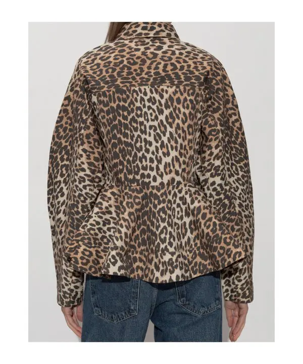GANNI Leopard Print Taffeta Blouse