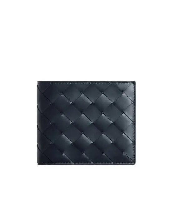 Bottega Veneta Intrecciato Bi-fold Wallet With Coin Purse - Midnight/basalt