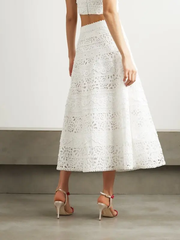 Carolina Herrera Madeira Embroidered Midi Skirt