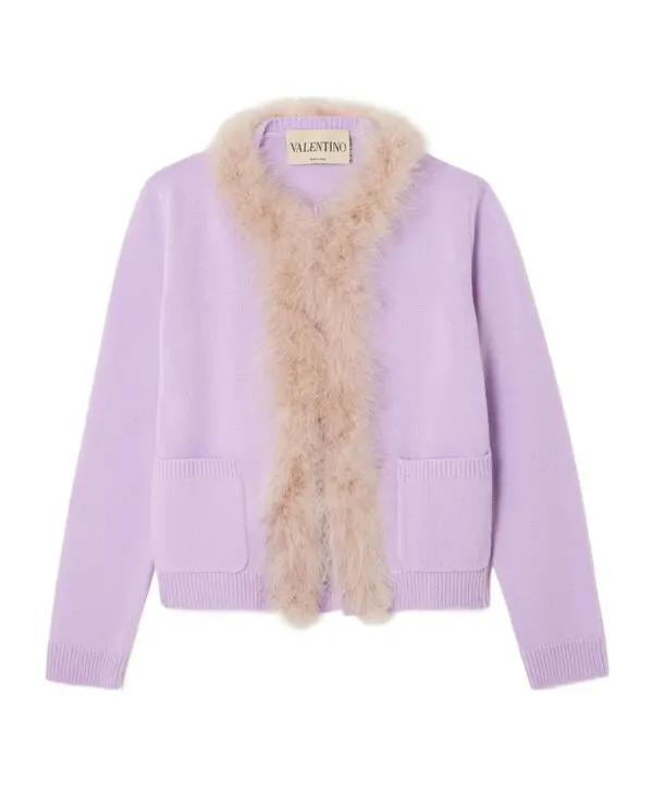 Valentino Garavani Long-sleeved Cardigan With Fur Trim