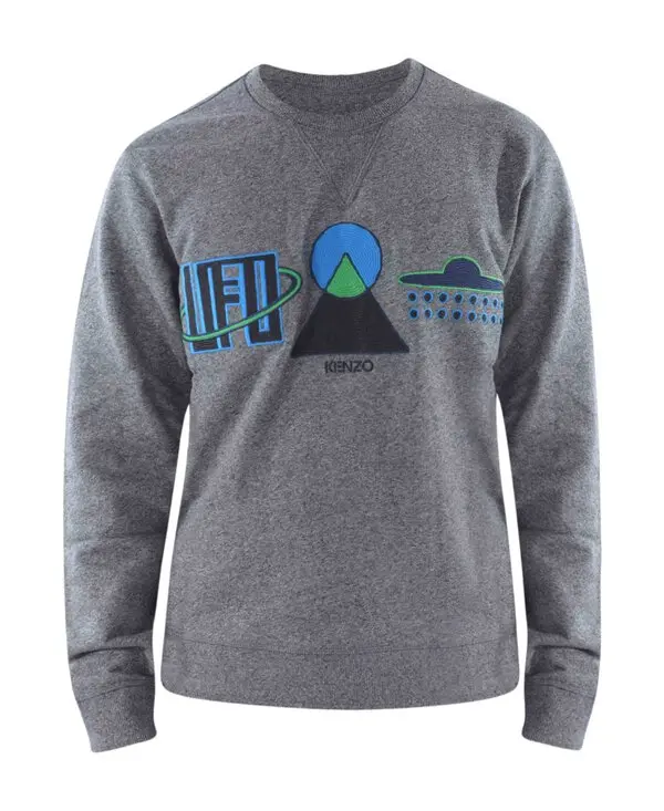 Kenzo Graphic Print Crewneck Sweater - Gray
