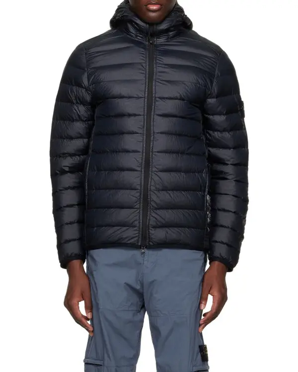 Stone Island Lightweight Hooded Down Jacket - Blue