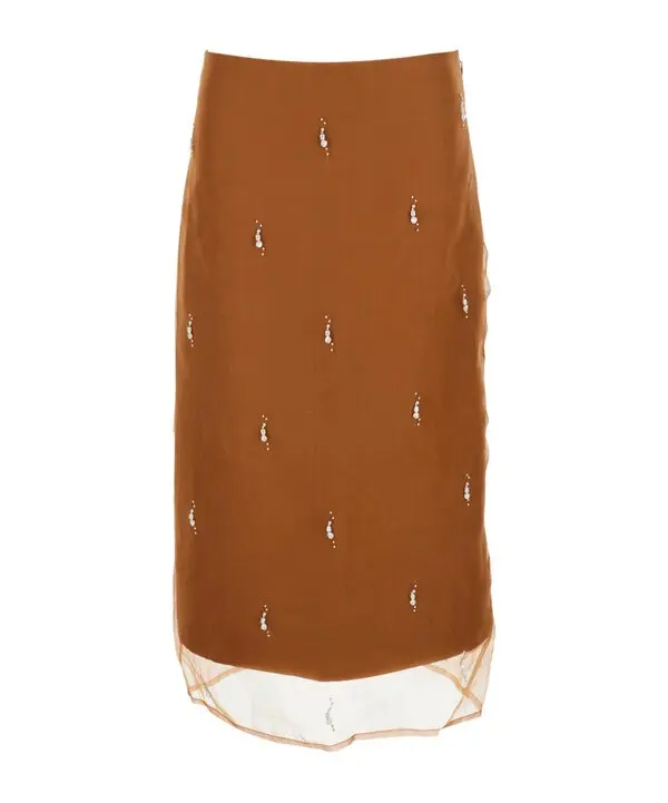 RÓHE Embellished Skirt - Brown