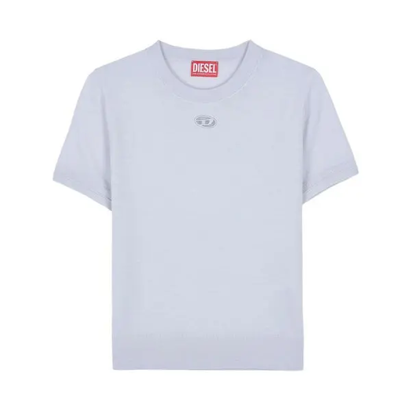 DIESEL® Embroidered Logo Knit Top - Grey