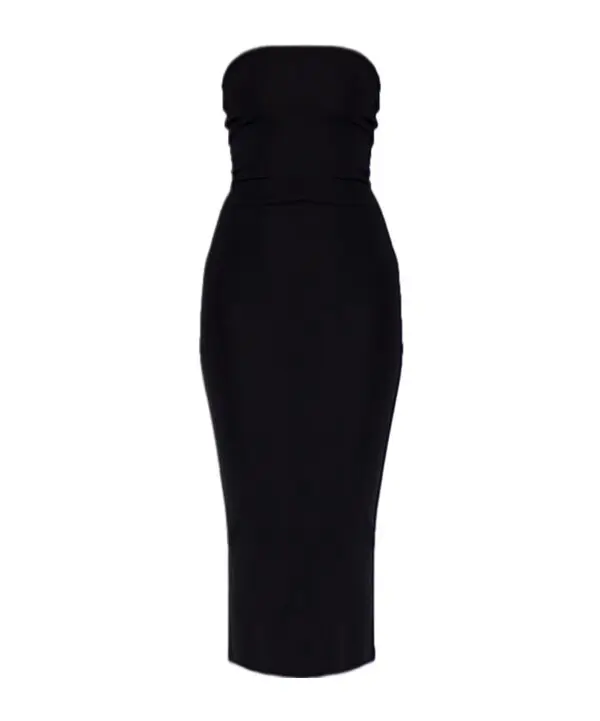 ENTIRE STUDIOS Strapless Ribbed Midi Dress - Black