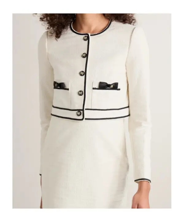 LoveShackFancy Cropped Bow-embellished Jacket