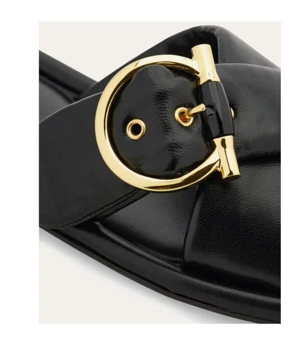 FERRAGAMO Gancini Ornament Flat Slides - Black