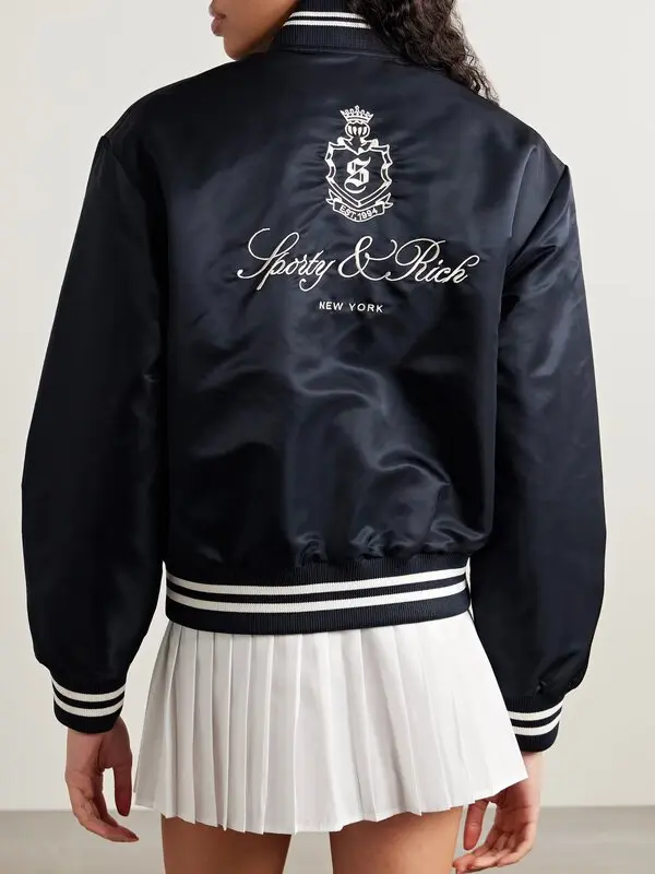 SPORTY  RICH Sporty & Rich Vendome Embroidered Bomber Jacket