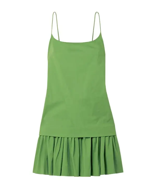 Staud Ari Mini Dress With Pleated Hem - Green