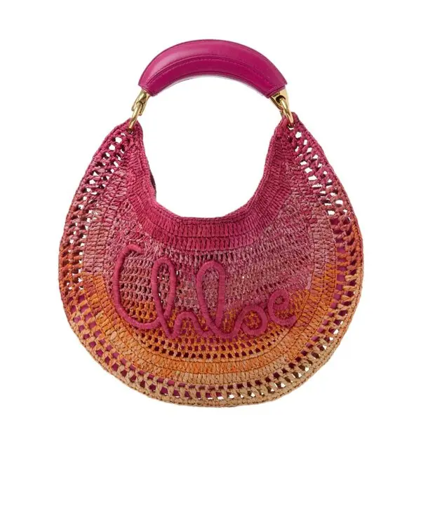 Chloé Woven Shoulder Bag With Letter Detail - Brown