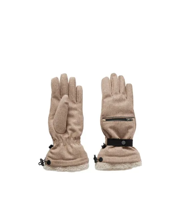 Brunello Cucinelli Shearling-lined Wool Gloves - Beige