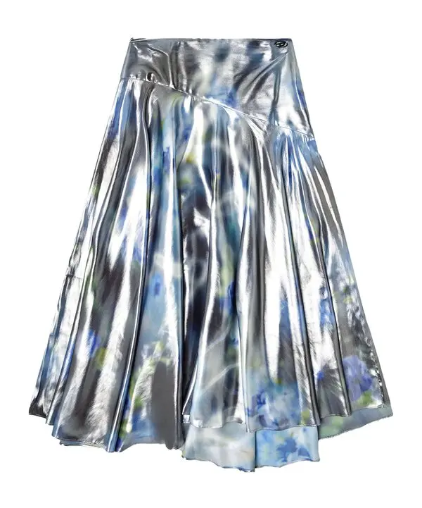 DIESEL® Asymmetric-panel Rose-motif Skirt - Blue/black