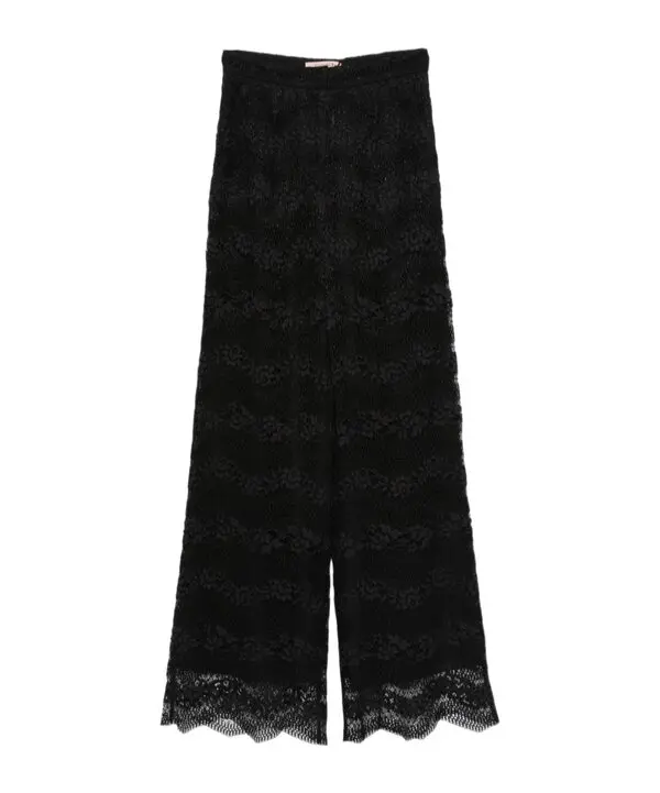 TWINSET Wide Fit Macramé Lace Trousers - Black