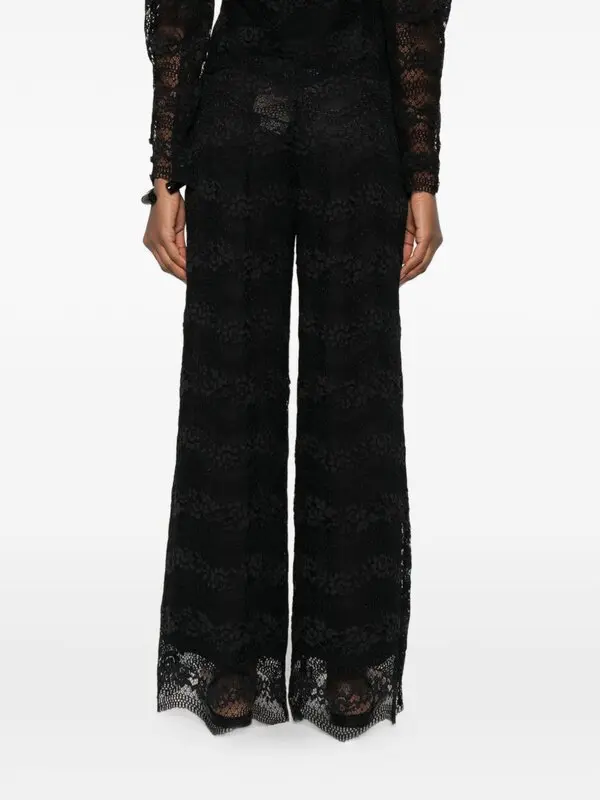 TWINSET Wide Fit Macramé Lace Trousers - Black