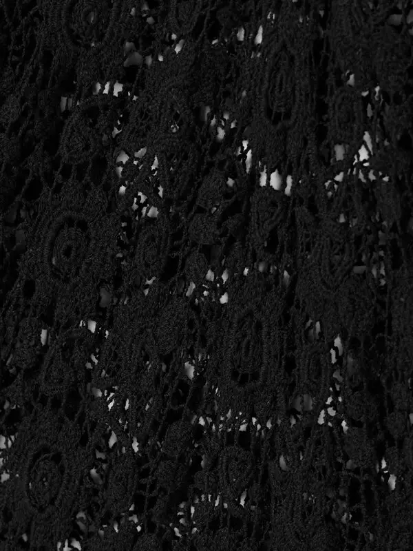 NILI LOTAN Della Crochet Long Dress - Black