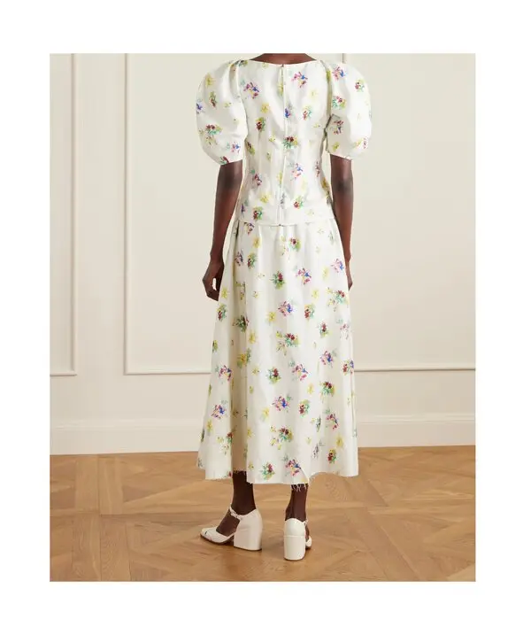 Gabriela Hearst Ayelet Floral Print Puff Sleeve Blouse - Ivory
