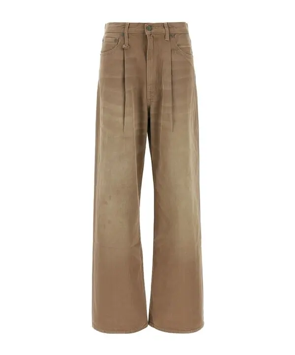R13 Damon Pleated Jeans Wide Leg Trousers - Brown