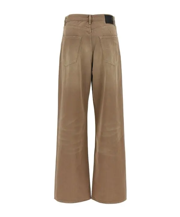 R13 Damon Pleated Jeans Wide Leg Trousers - Brown