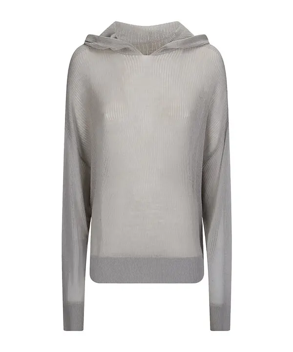 Rick Owens Long-sleeved Hooded Knit Sweater - Gray