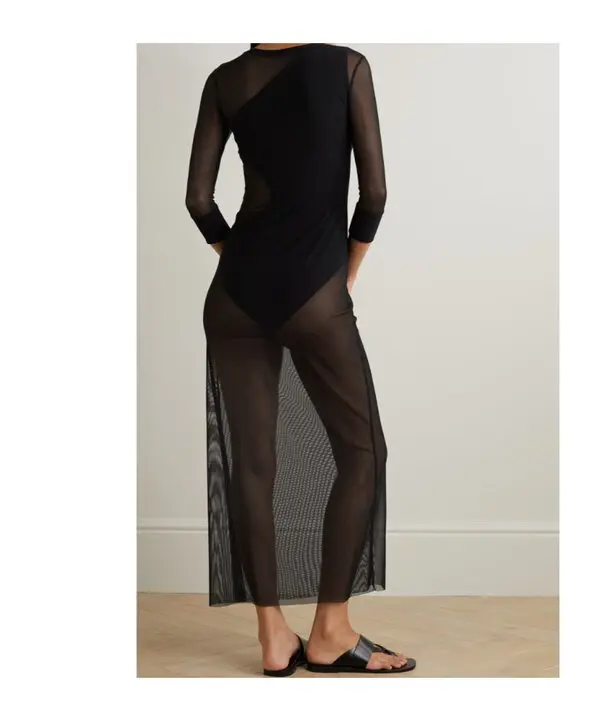 Norma Kamali Stretch-mesh Maxi Dress