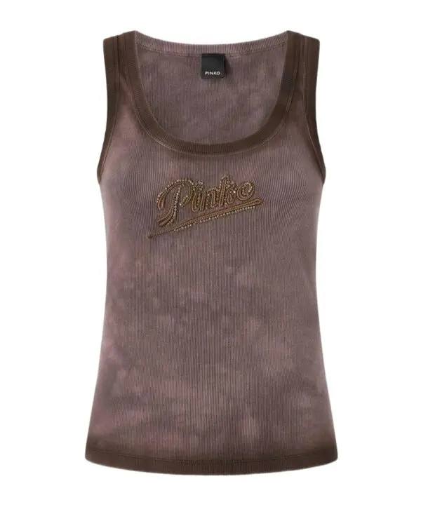 Pinko Sleeveless Logo Embellished Tank Top