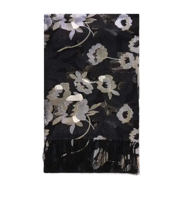 Valentino Garavani Camelia Silk Scarf With Metallic Fiber