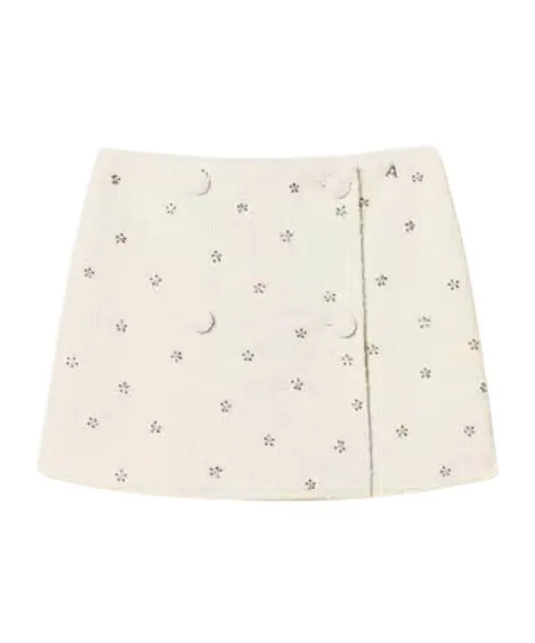 TWINSET Embellished Bouclé Mini Skirt - White