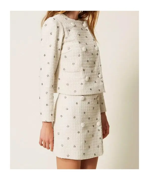 TWINSET Embellished Bouclé Mini Skirt