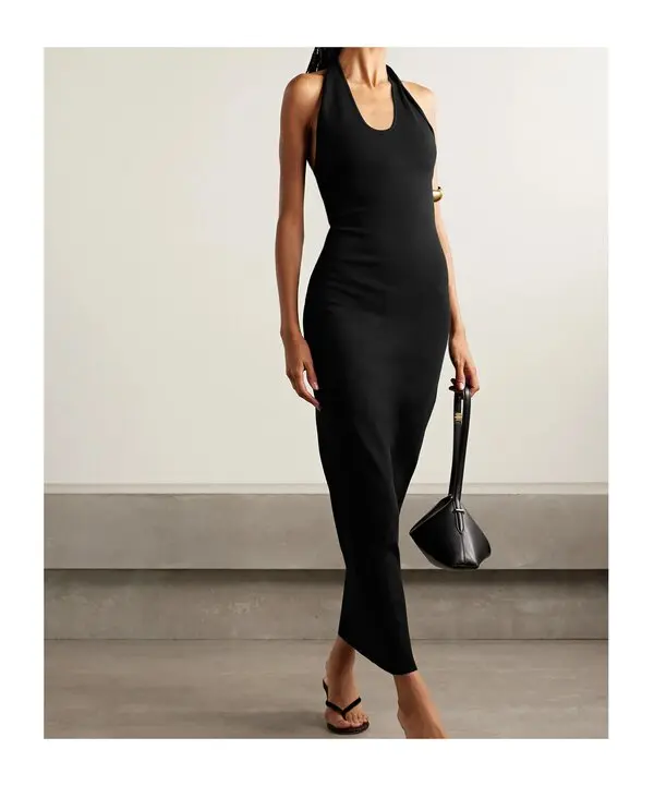 SIR. Solari Stretch Recycled-jersey Halterneck Maxi Dress