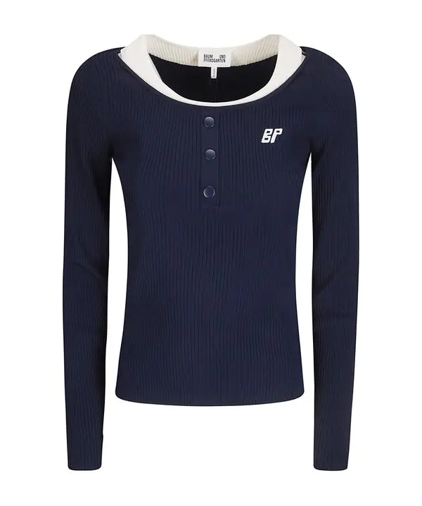 Baum Und Pferdgarten Clary Knit Top With Contrast Collar - Black