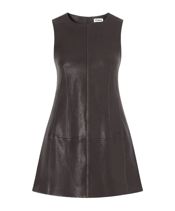 Staud Binx Leather Dress - Black