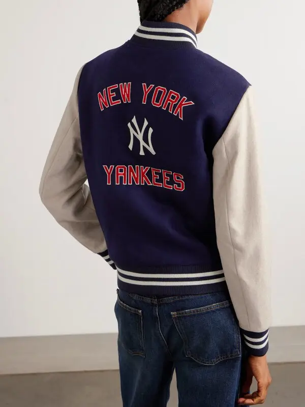 SPORTY  RICH Sporty & Rich New York Yankees Embroidered Wool Bomber Jacket