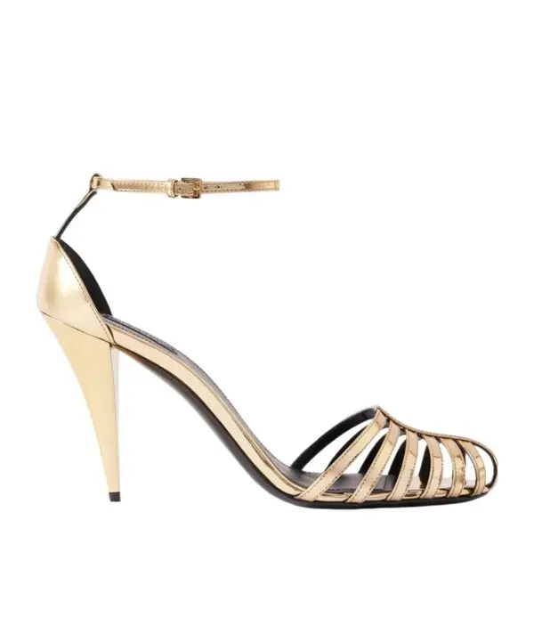 Givenchy Gold Metallic Strappy High-heeled Sandals