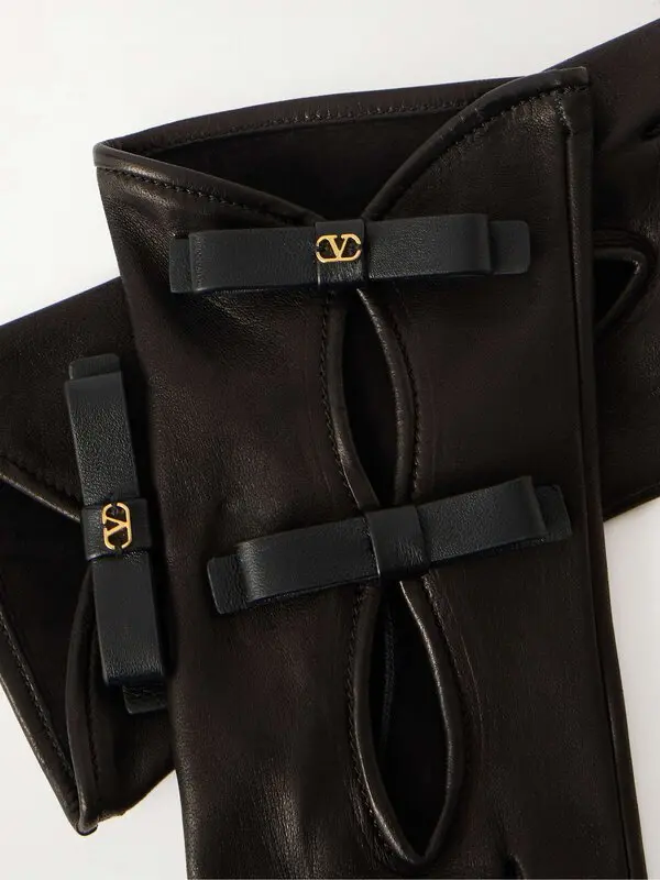 Valentino Garavani Bow Detail Leather Gloves