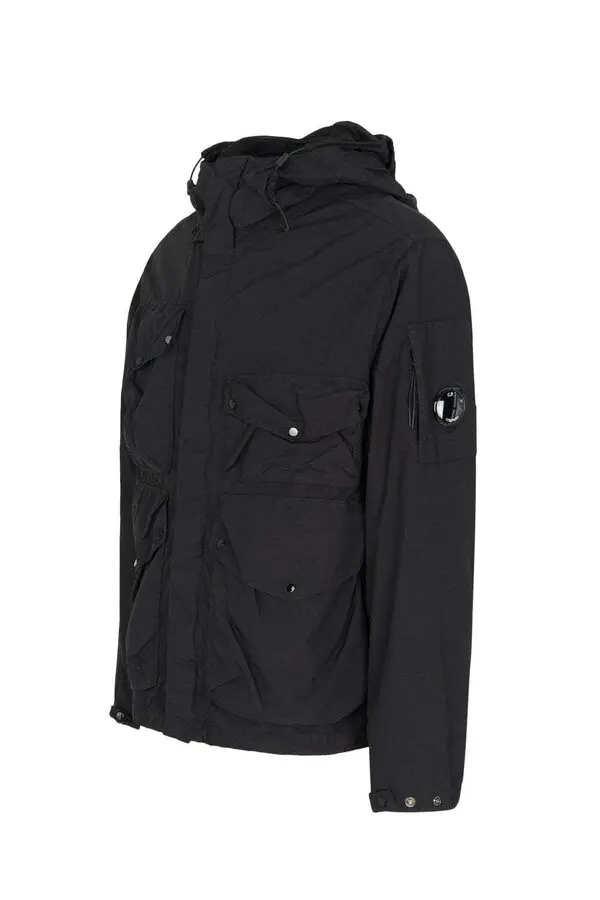 C.P. COMPANY Goggle Hooded Jacket - Black
