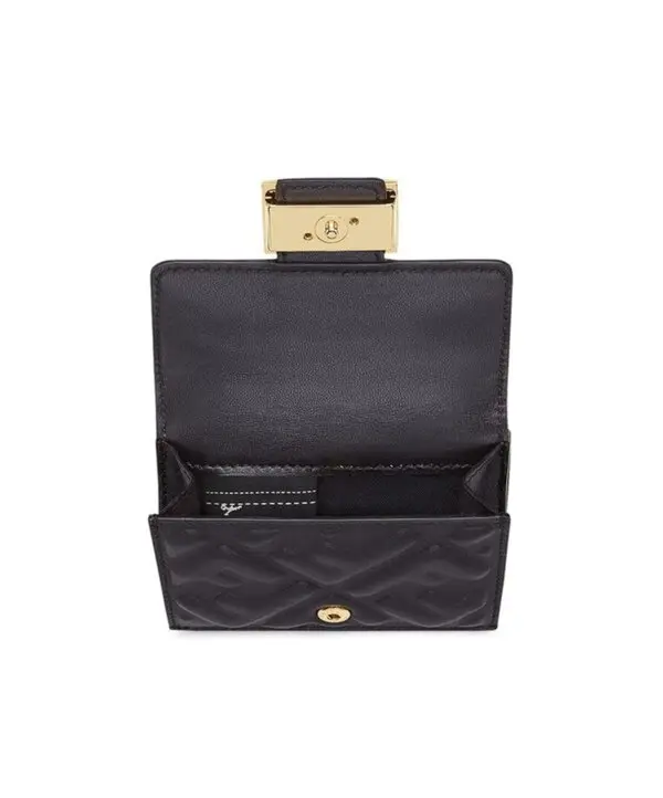 Fendi Micro Logo Embossed Trifold Wallet - Black