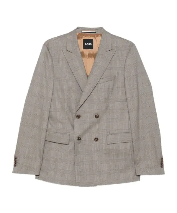 Hugo Boss Double-breasted Checked Suit - Gray