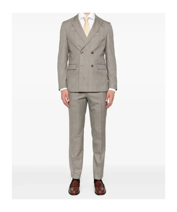 Hugo Boss Double-breasted Checked Suit - Gray