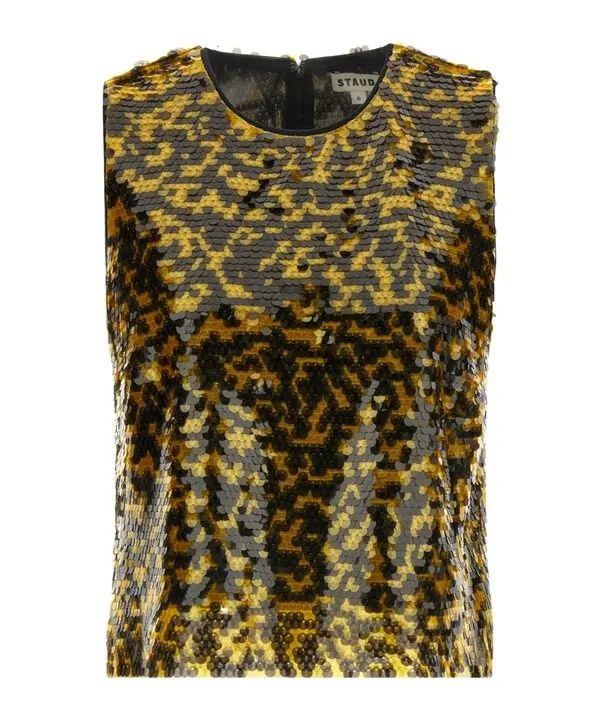 Staud Seraphina Sequin-embellished Sleeveless Top - Black