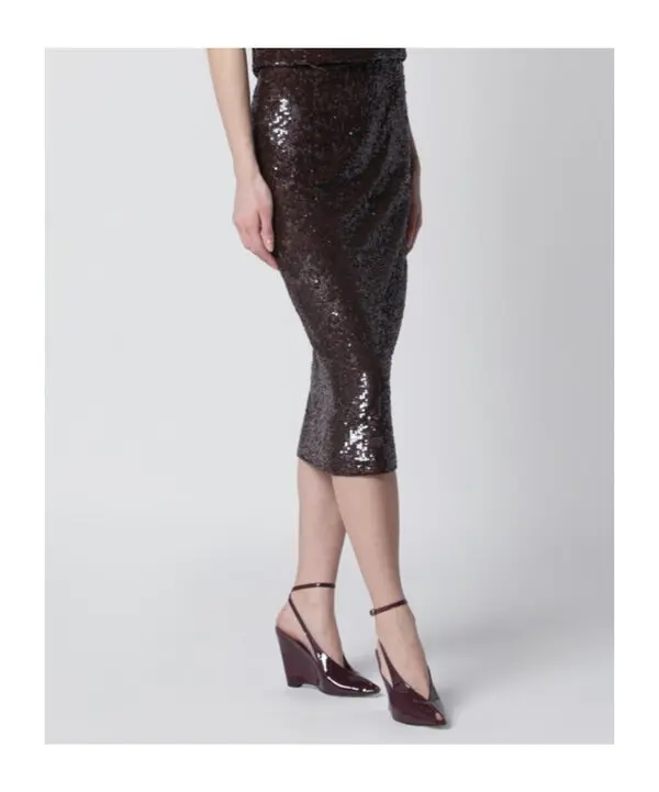 P.a.r.o.s.h Sequin Pencil Skirt - Brown