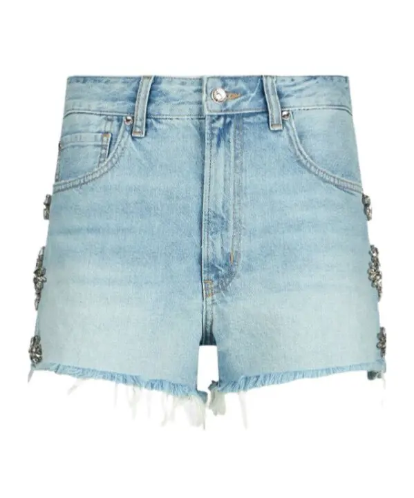 Liu Jo Embellished Fringed Shorts - Blue