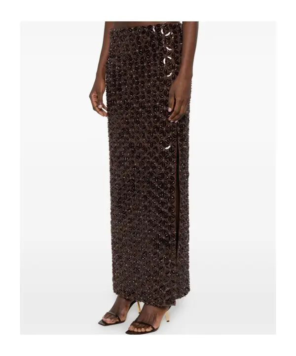 P.a.r.o.s.h Embellished Sequin Maxi Skirt - Brown
